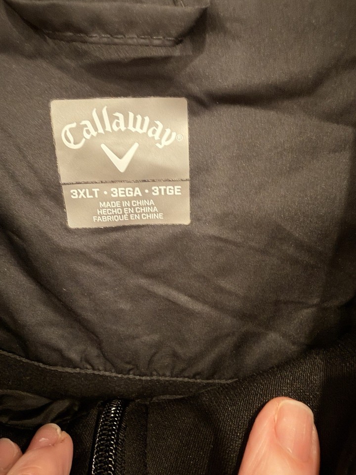 Callaway Golf Quilted Jacket Mens 3XLT Black Full Zip Lightweight ...