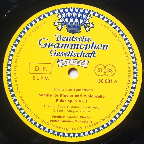 Pierre Fournier, Gulda: Beethoven- Cello Sonata Op 5 No 1 & 2 / DGG red ...