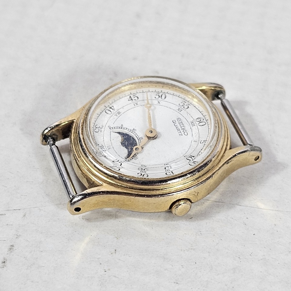 Seiko Moon Phase Quartz Women's Watch 4K22-0049 Gold Tone Head Only ...