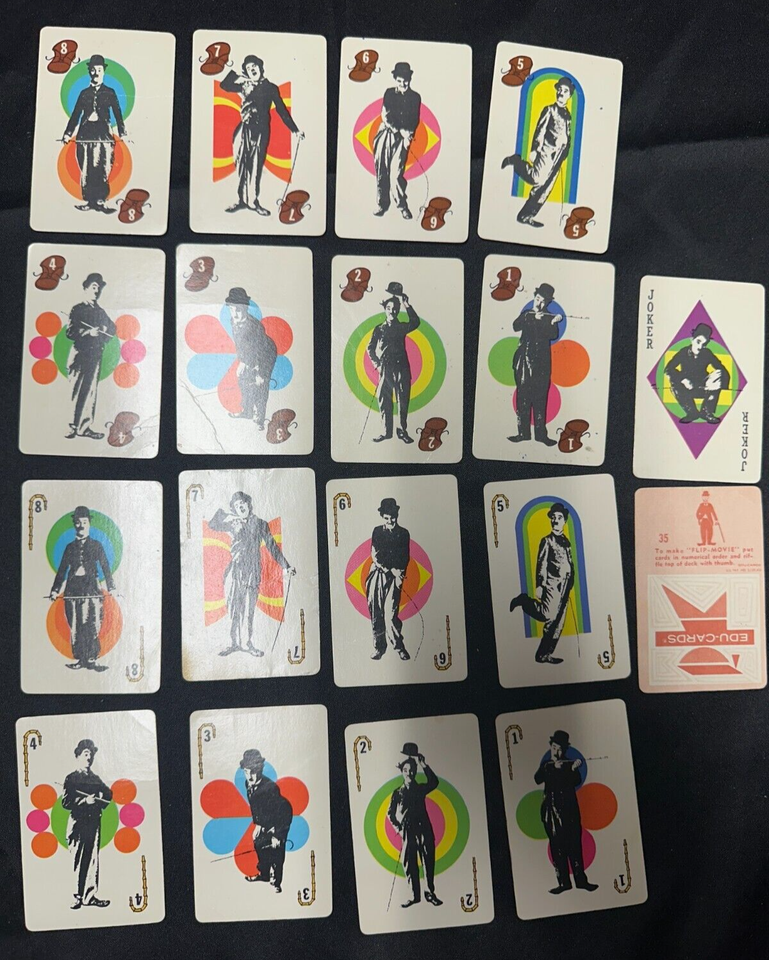 Circa 1972 Charlie Chaplin Educational Card Game Movie Flip Backs good ...