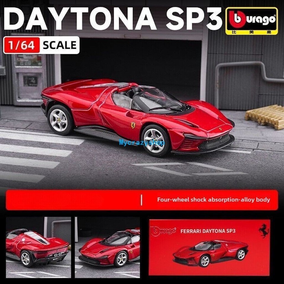 CR Bburago 1:64 Red Ferrari Daytona SP3 Racing Sports Model Diecast ...