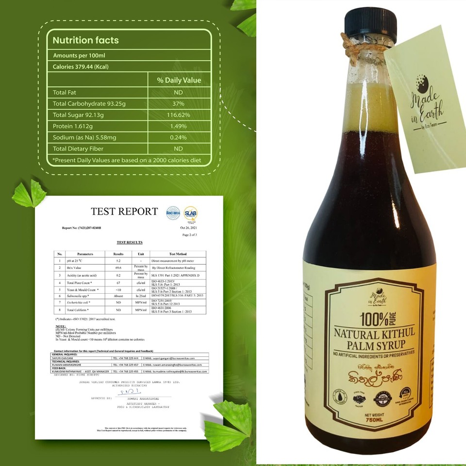 100% Organic kithul palm Syrup treacle 100% pure Natural 750 ml | eBay