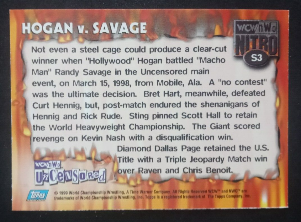 1999 Topps WCW/nWo Nitro Sticker Hogan Vs Savage S3 | eBay