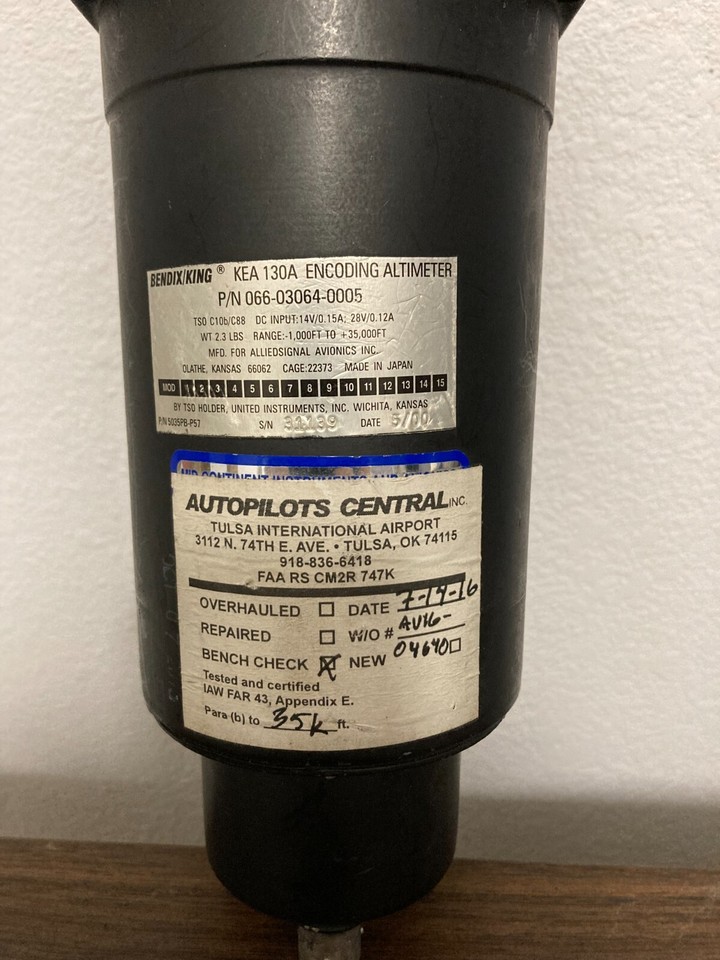 Bendix/King KEA 130A Encoding Altimeter P/N: 066-03064-0005 | eBay