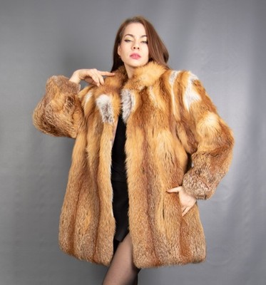 17305 AMAZING REAL RED FOX COAT LUXURY FUR JACKET PELZ BEAUTIFUL LOOK ...