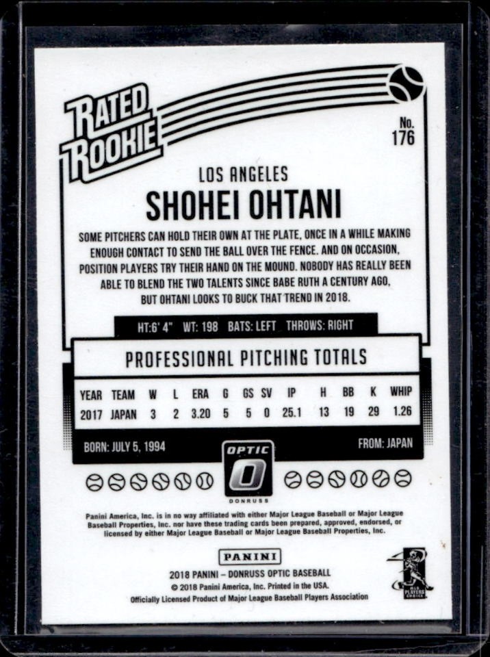 2018 Donruss Optic Shohei Ohtani SP Rated Rookie #176 Angels | eBay