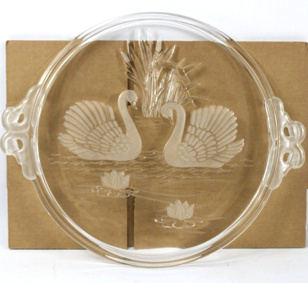 Mikasa Plate w Frosted Swan Handles and Etched Frosted Swans Flat 15 ...