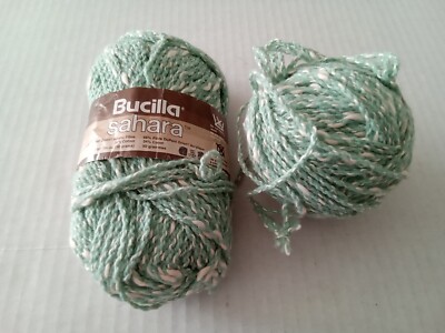 Vintage Bucilla Sahara Yarn Green White Color 2 1 Skein and 1 Ball Made ...