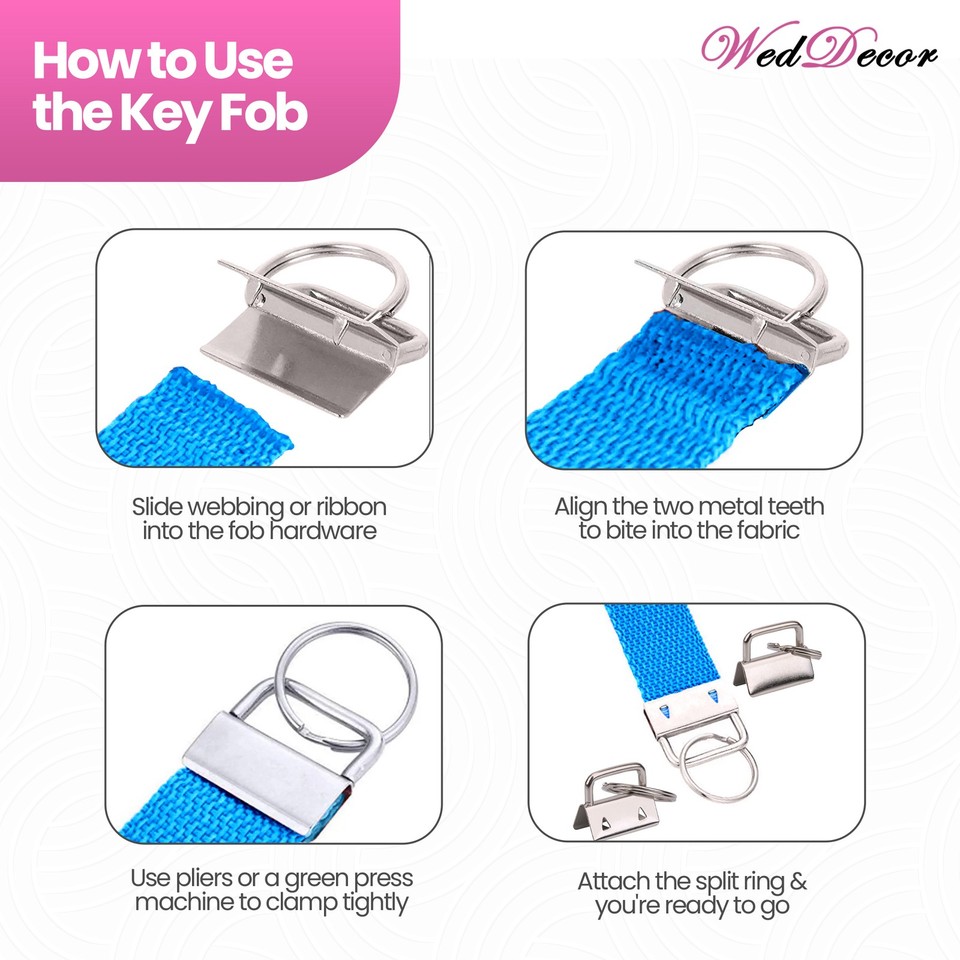 5-50pcs Hardware Key Fob Keychain Tail Clip Wristlet with Split Ring ...