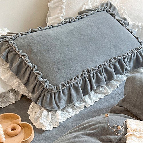 2X Lace Ruffle Fleece Pillow Cases Bedroom Warm Comfort Pillowcases ...