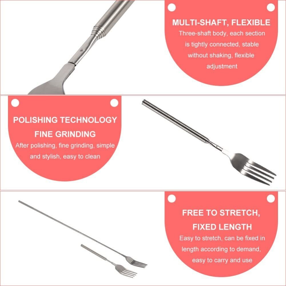 Dinner Telescopic BBQ Extendable Fork Cutlery Forks Stainless Steel ...