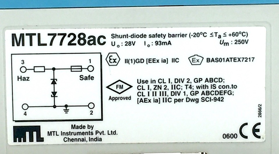 MTL Eaton MTL7728ac Shunt-Diode Safety Barrier 28V 93mA MTL7700 Series ...