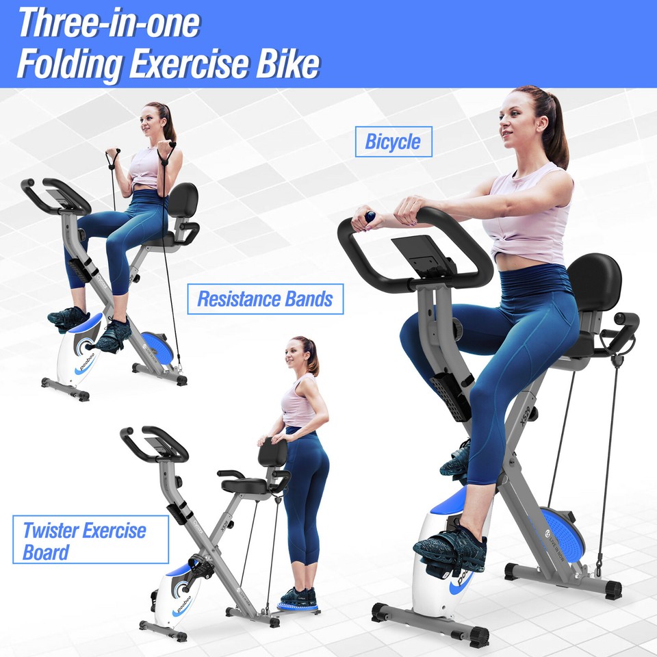 Indoor Folding Exercise Bike Stationary Cycling Bicycle Fitness Workout ...