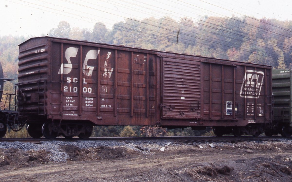 Seaboard Coast Line Boxcar 50' Waffle-side 21000 Orig Kodachrome Slide ...