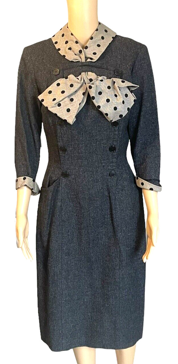 Vintage 50s 60s Justin McCarty Gray Wiggle Bow MCM De… - Gem