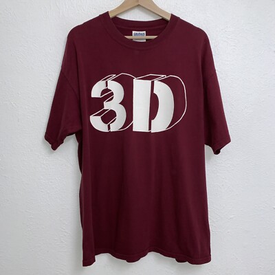 Vintage Three Dimensional 3D Graphic Art Tee Maroon T-Shirt Short Sleeve Sz XL | eBay