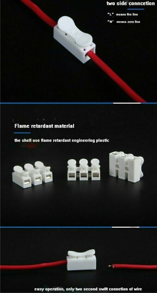 30 CH1-3 Self Locking Electrical Cable Connector Quick Splice Lock Wire ...