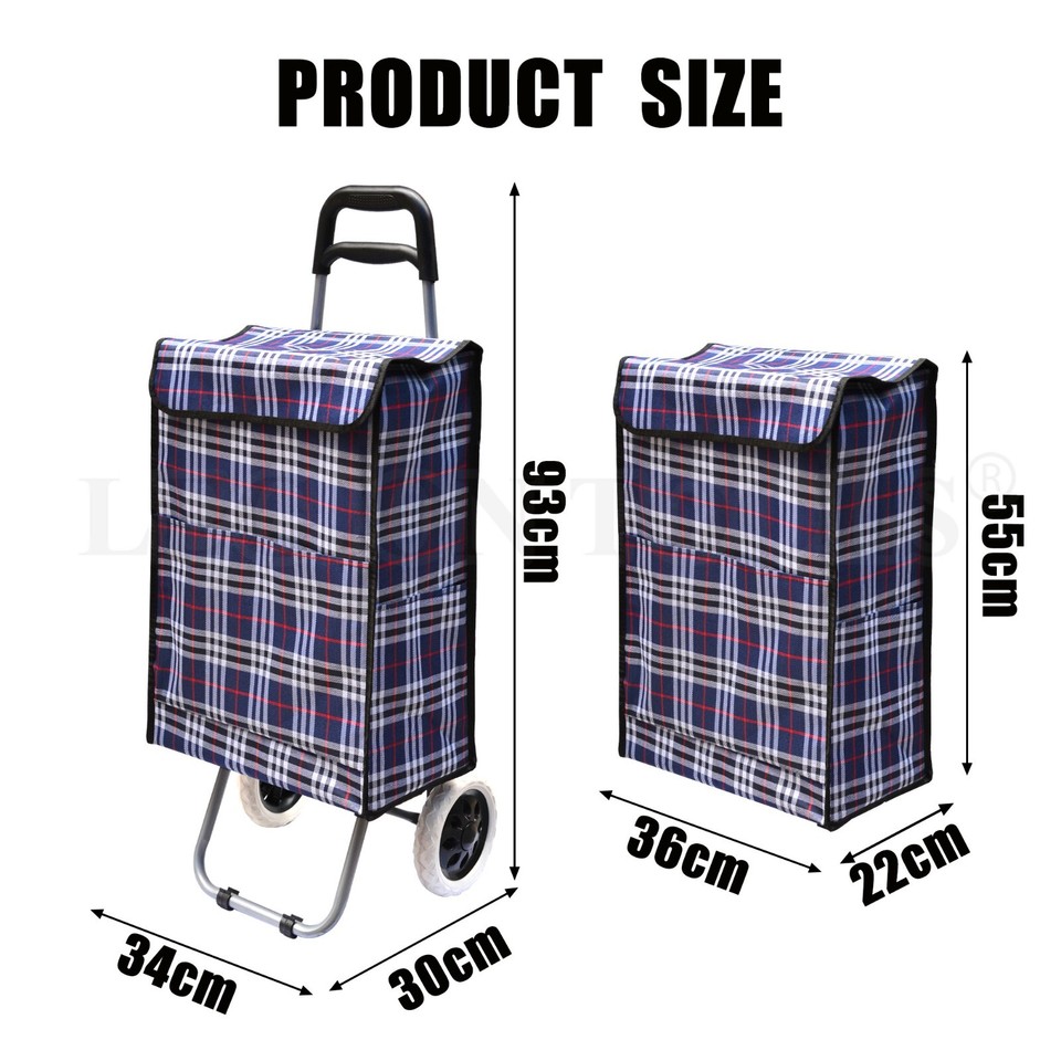 Pull Shopping Trolley Cart Bag With Support Frame Foldable Wheels Cart ...