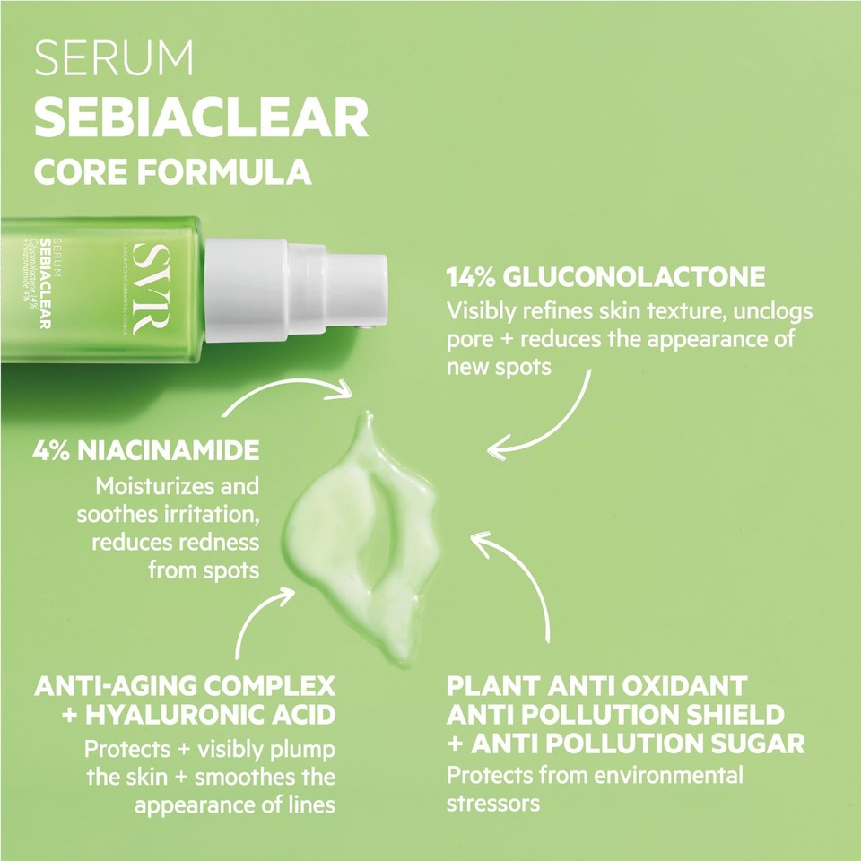 SVR Sebiaclear Serum Global Corrector, 30ML NIB Made in France EXP 03/ ...