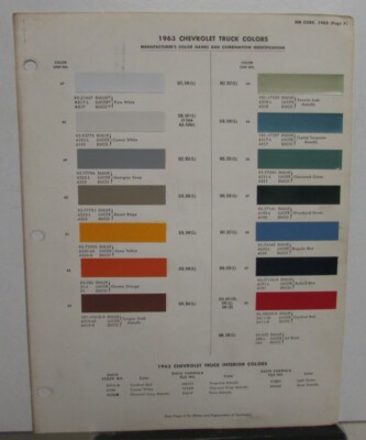 1963 Chevrolet Truck Colors DuPont Paint Chips | eBay