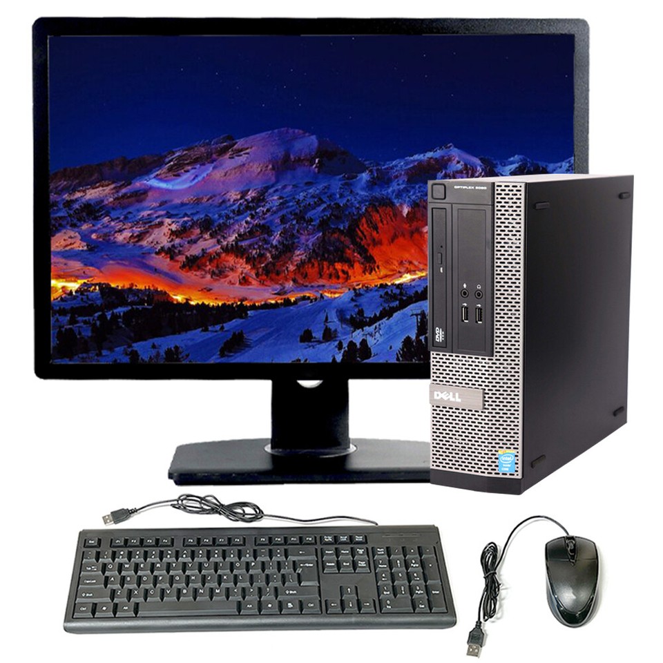 Dell Desktop Computer i3 16GB 2TB HD 512GB SSD Dual 22" Windows 10 Pro ...