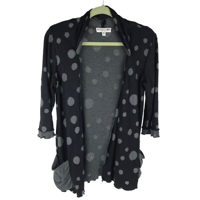 Andria Lieu Collection Open-Front 3/4-Sleeve Top Polka-Dot Black/Gray ...