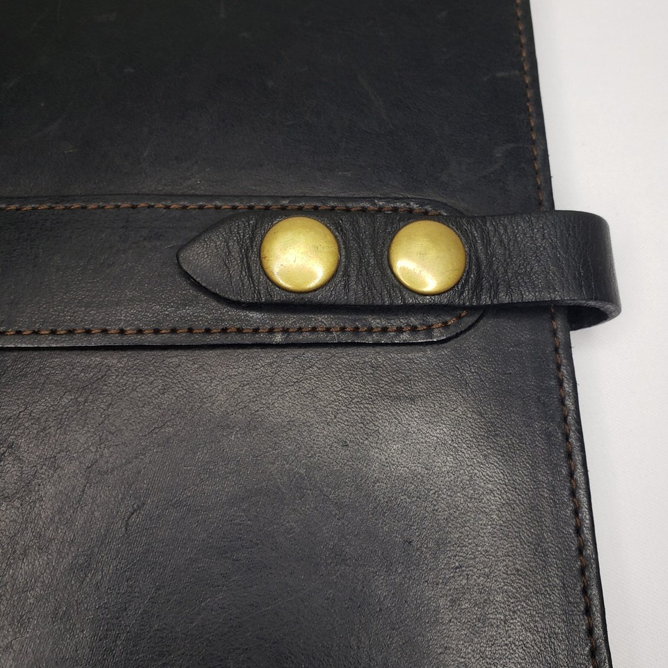 Col. Littleton No 18 Black Leather Portfolio Orginal Notepad Organizer ...