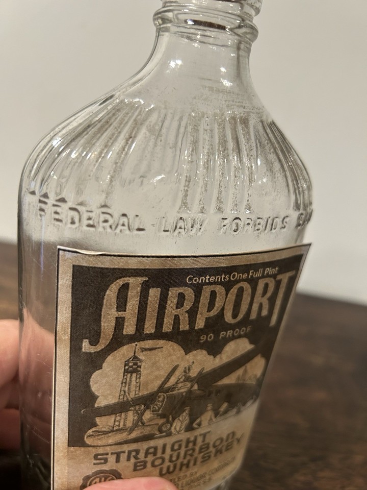 Vintage Ribbed Shoulder Post-Prohib Fed Law Forbids Whiskey Flask- Pint ...