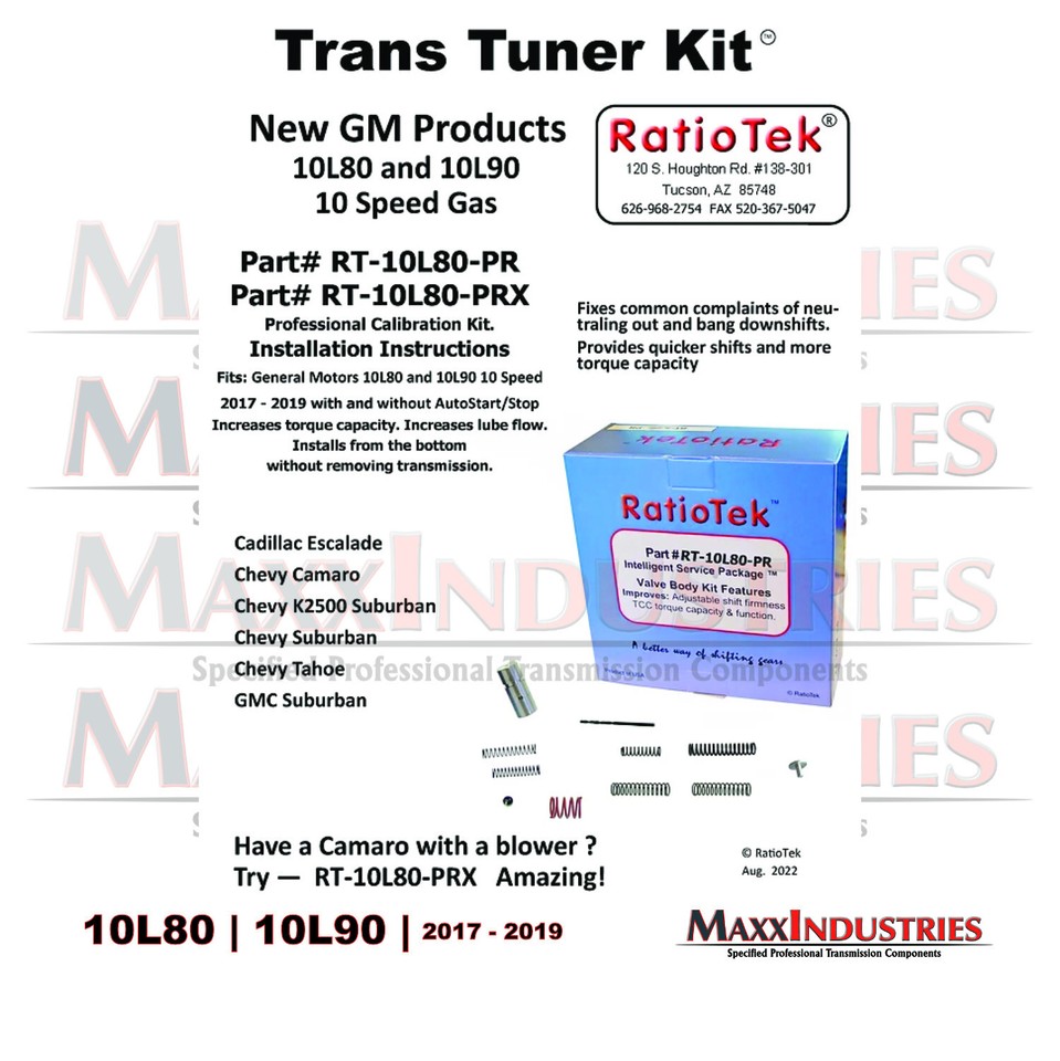 10L80 10L90 Transmission Valve Body Shift Improver Kit RatioTek RT ...