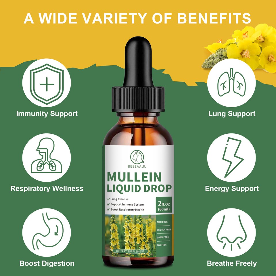 2 PACK Mullein Drops for Lungs, Detox and Cleanse Mullein Extract ...