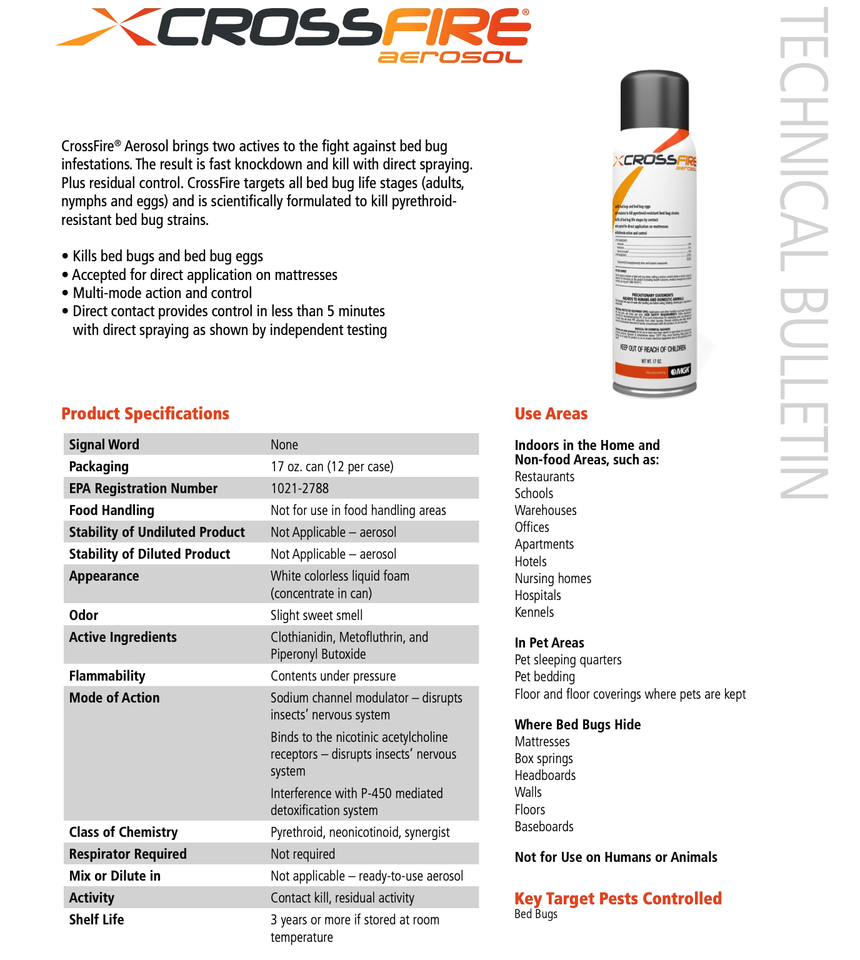 Crossfire Insecticide Aerosol, 17oz, ODORLESS BED BUG SPRAY, MGK | eBay