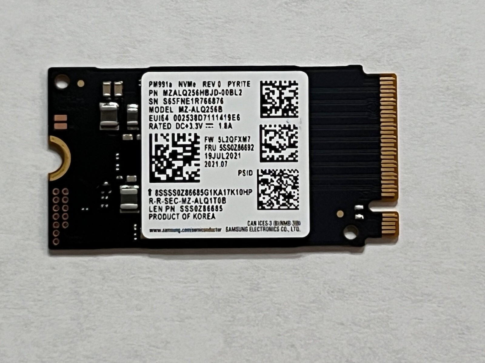 SAMSUNG 256GB SSD PM991a M.2 2242 NVME PCIe GEN3X4 MZALQ256HBJD MZ ...
