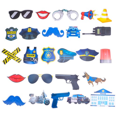 25 Pcs Police Photo Props Baby Pretend Play Party Supplies Handheld ...