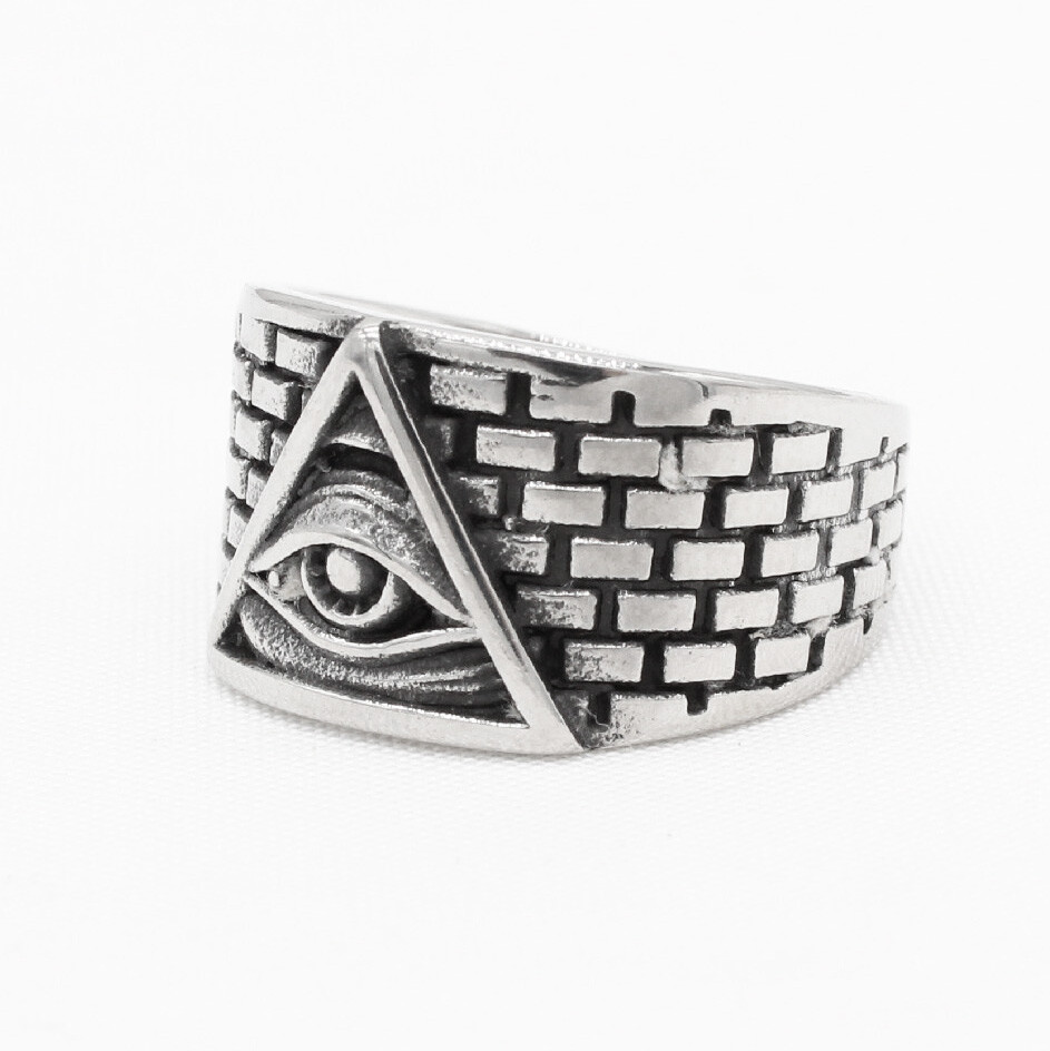 Vintage Pyramid Masonic God Eye Ring Stainless Steel Retro All Seeing ...