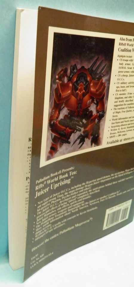Palladium Books RIFTS World Book Ten Juicer Uprising 2nd Print ...