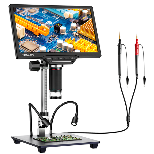 TOMLOV 10" HDMI 1500X Digital Microscope with Multimeter Soldering work ...