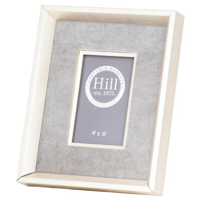 Grey Velvet Rectangular Photo Picture Frame Silver Edge Portrait ...