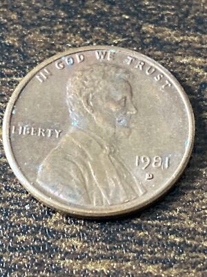 1981 D Penny Error Variety Lincoln Memorial D/D Filled “D” Actual Coin ...
