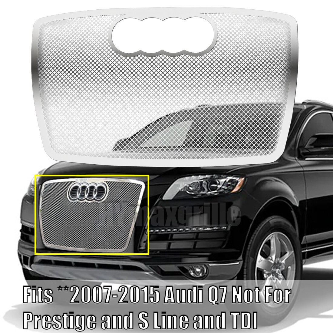 Front Chrome Mesh Grille Fits *2007-15 Audi Q7 Main Upper Stainless ...