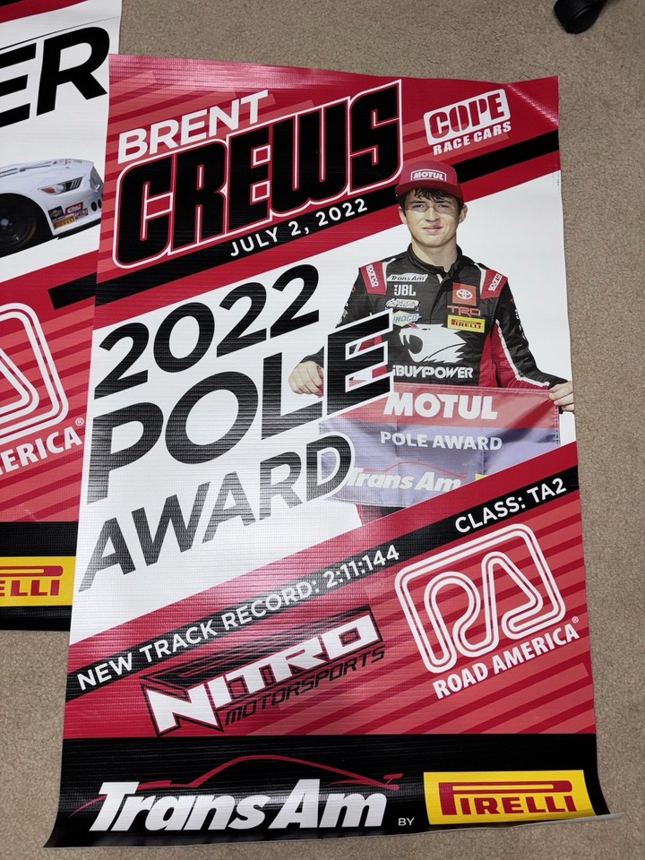 Brent Crews Trans AM Series Win & Pole Banners Road America Nitro ...