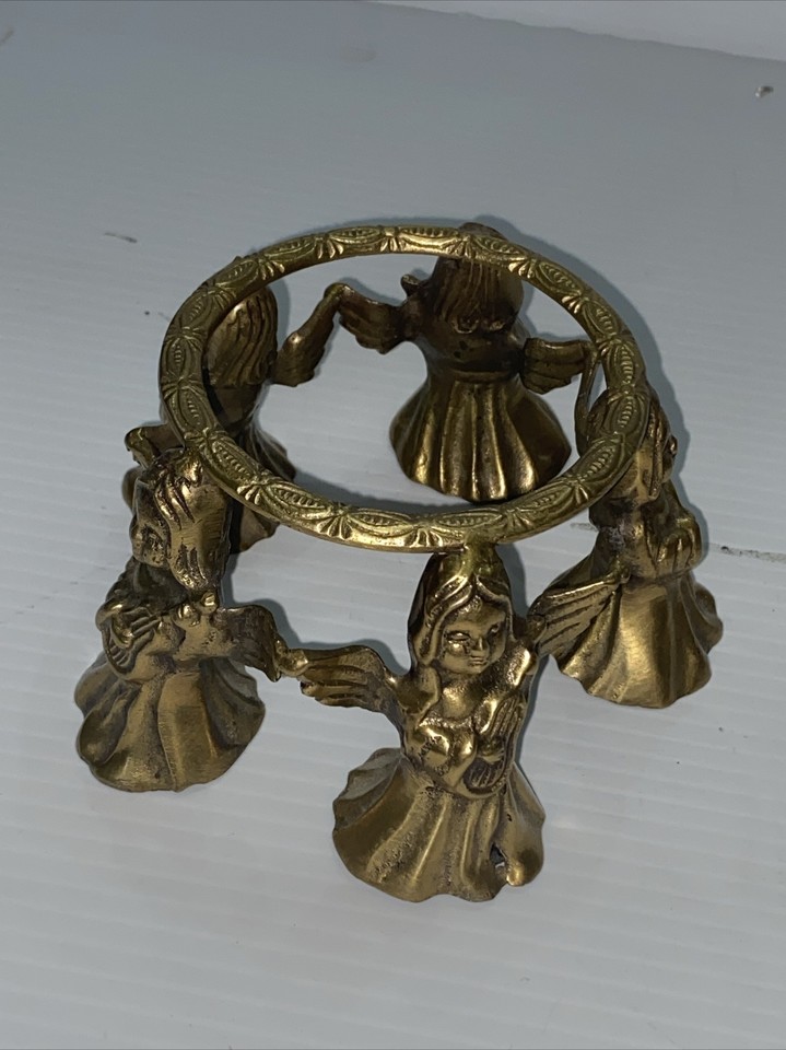 Vintage Solid Brass Angels Cherubs Sphere, Egg, Orb, Ball, Sphere Stand ...