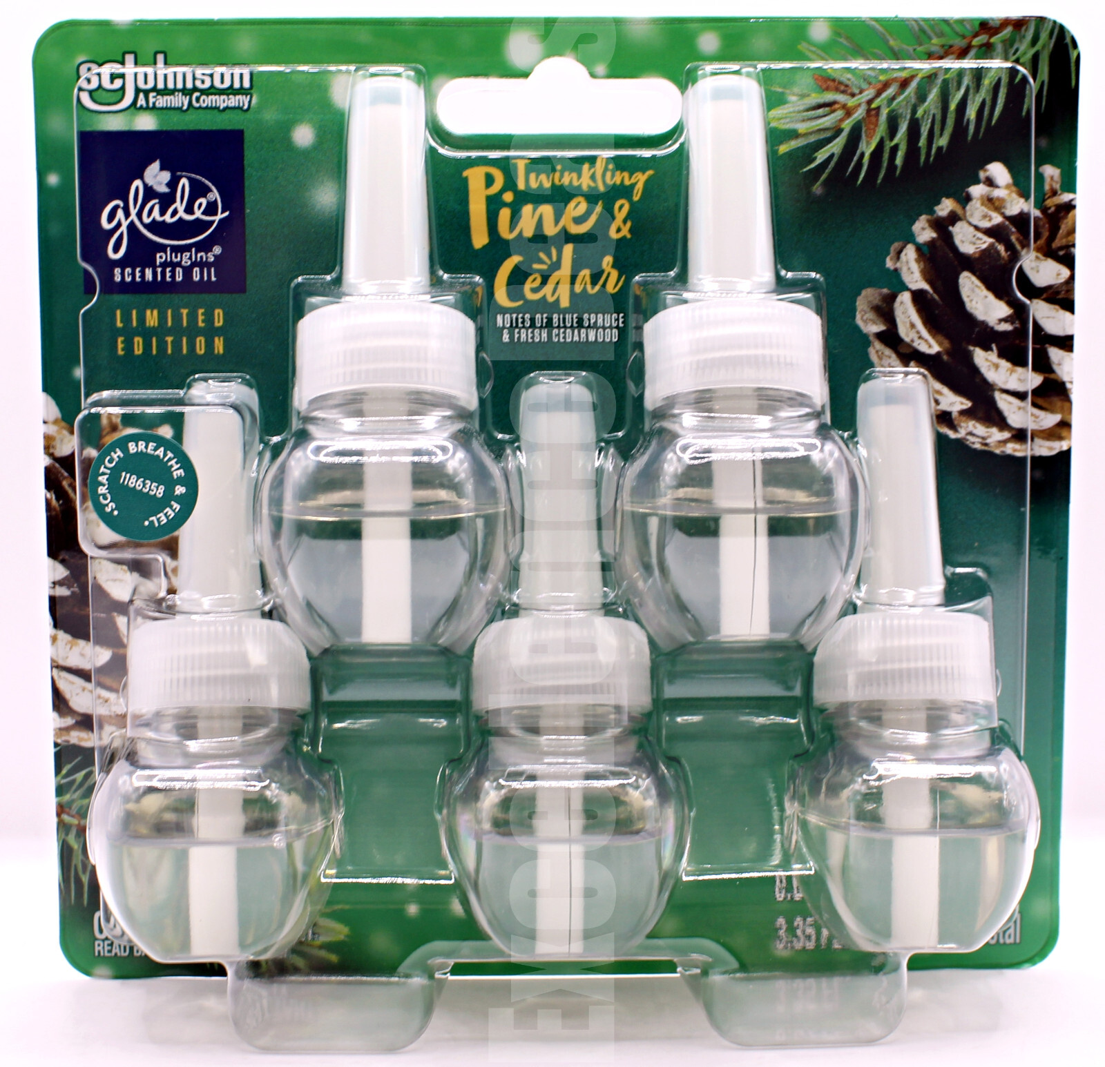 Glade Plugins Scented Oil 5 Count Refill Pack - TWINKLING PINE & CEDAR ...