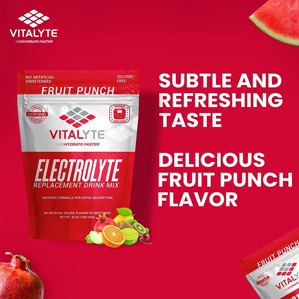 Vitalyte Electrolyte Powder Drink Mix Bundle, Pouch + Packets, Fruit ...