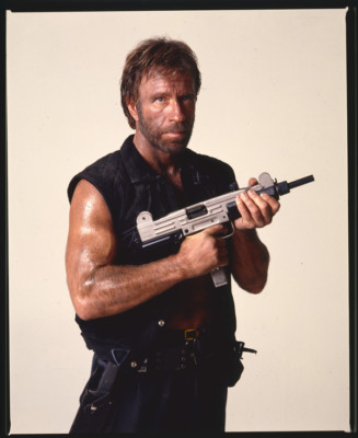 CHUCK NORRIS holding gun Photo Original 2.25 x 2.25 Transparency ...