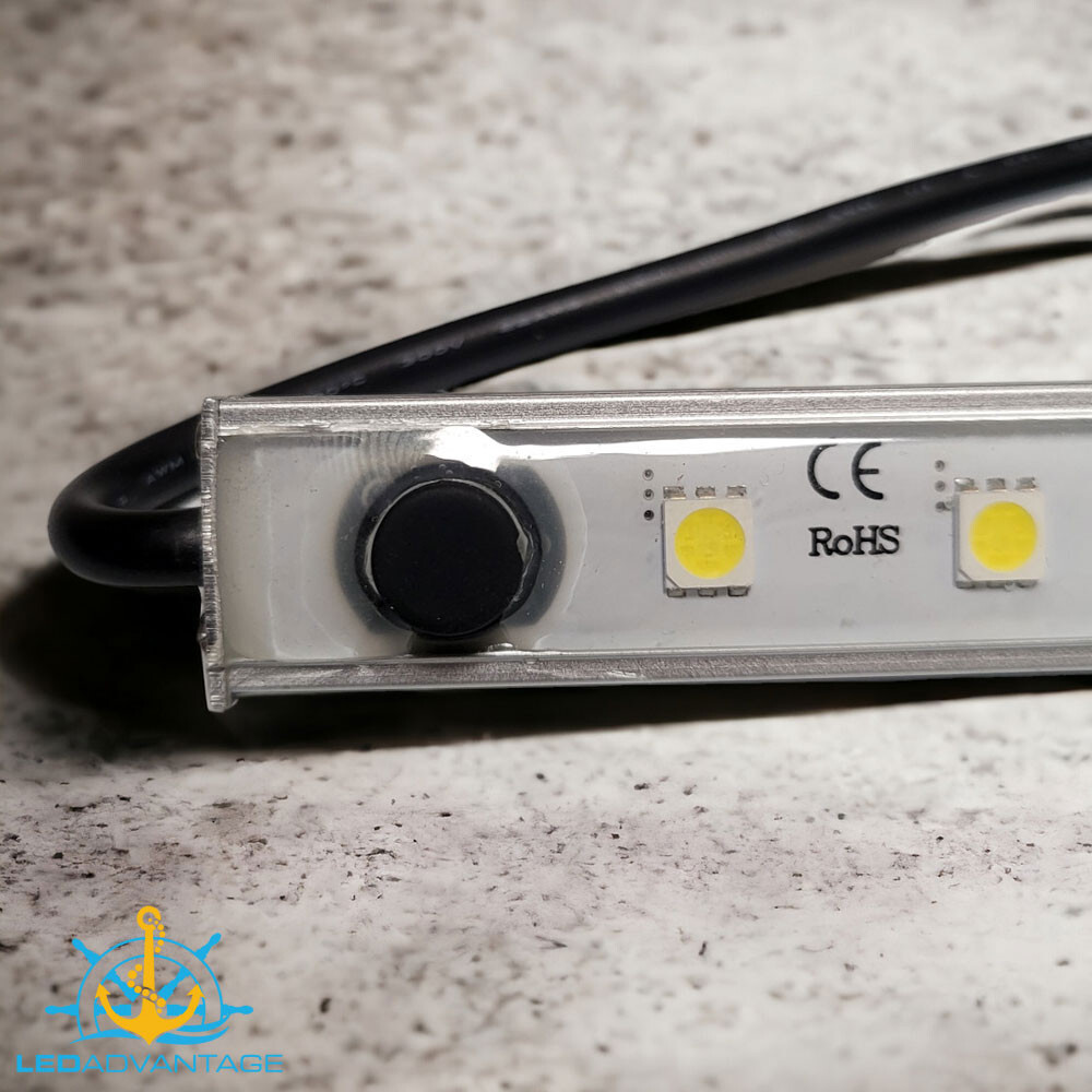 12v 100cm 59-LED Waterproof Rigid Strip BOAT Bar Light & Inbuilt Push ...