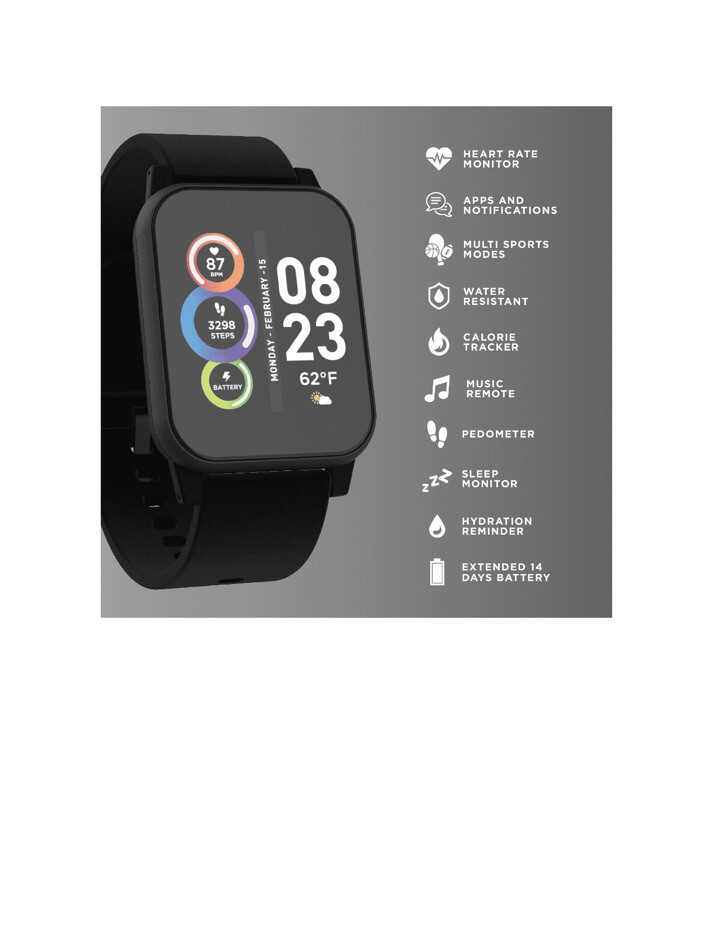 iTECH Fusion 2 S Smartwatch with Wireless Headphones Bluetooth Heart ...