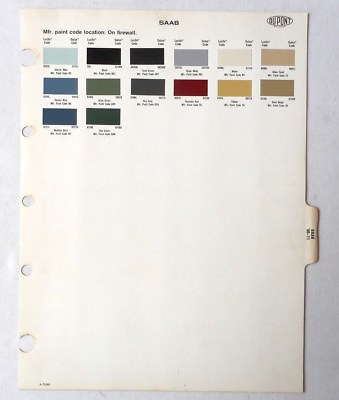 1966 - 1971 SAAB DUPONT COLOR PAINT CHIP CHART ALL MODELS ORIGINAL | eBay