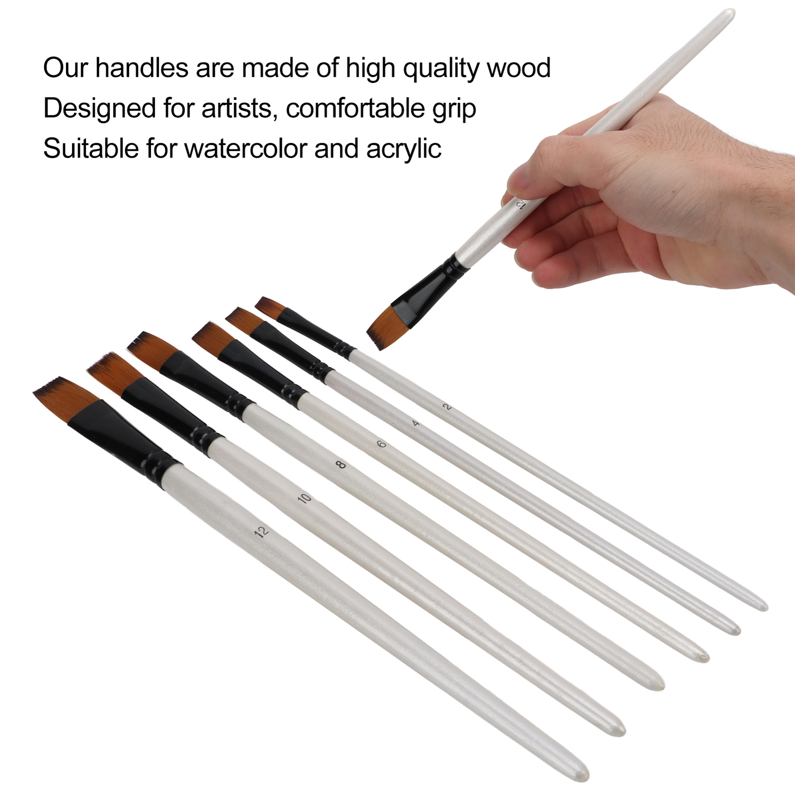 (601F-6 Flat Fronts)6Pcs Nylon Paintbrush Brush Flat Head Paintbrush ...