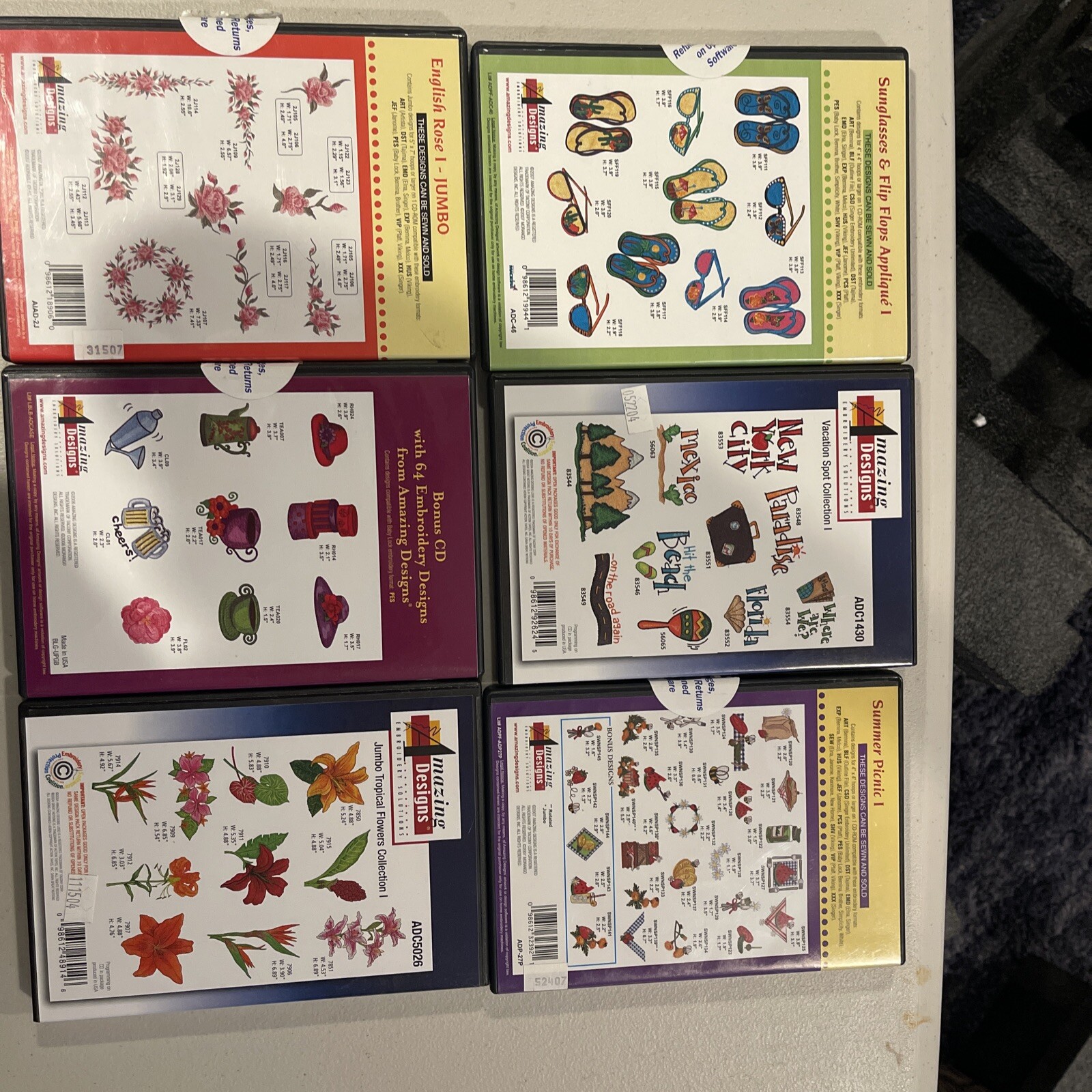 #9 - Lot of 6 Amazing Designs Embroidery Designs CDs Machine Embroidery ...