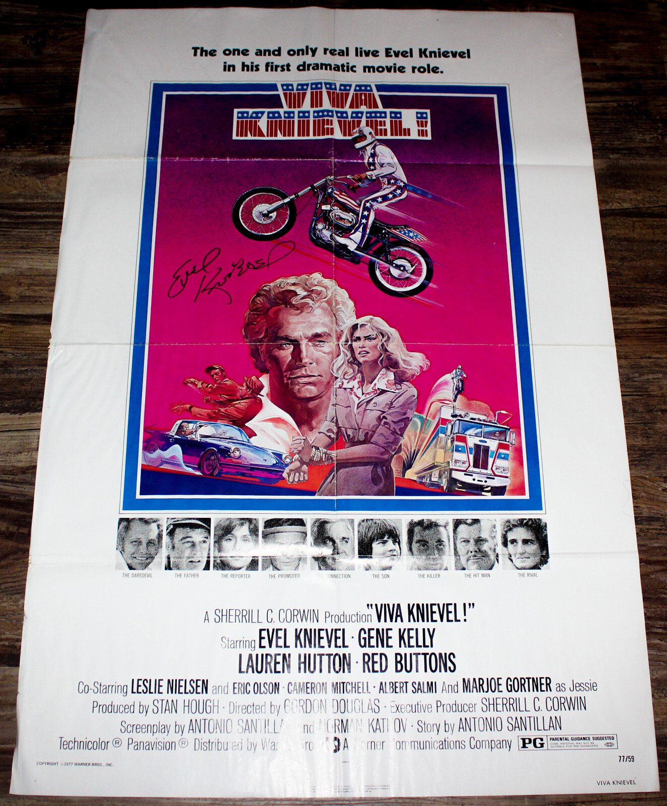 Evil Knievel 1977 AUTOGRAPHED One Sheed Fold Movie Poster for Viva ...